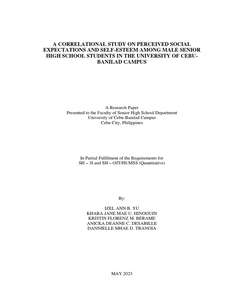 Rt7 Final Manuscript | PDF | Self Esteem | Masculinity