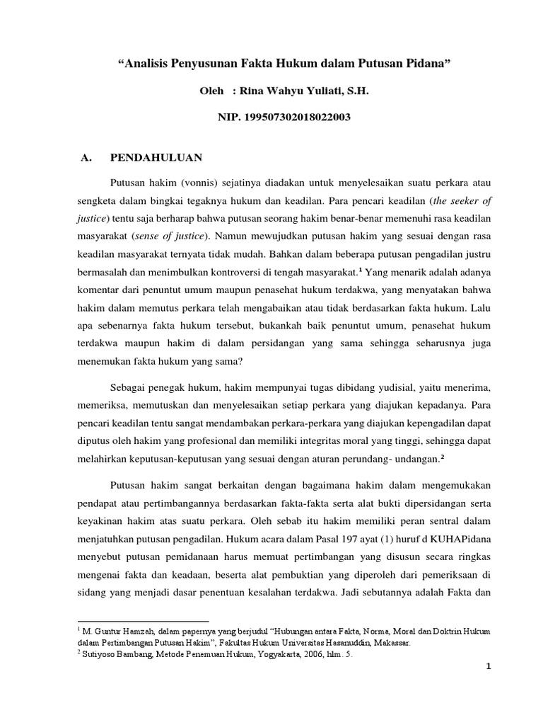Analisis Penyusunan Fakta Hukum Rina | PDF