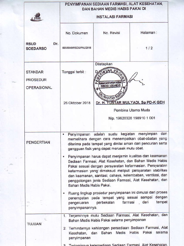 Sop Penyimpanan-Sediaan-Farmasi-Alat-Kesehatan-Dan-Bahan-Medis-Habis ...