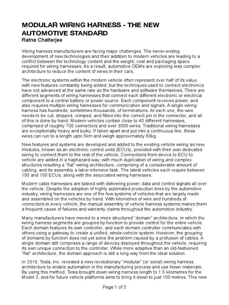 Modular Wiring Harness - The New Automotive Standard | PDF | Electrical ...