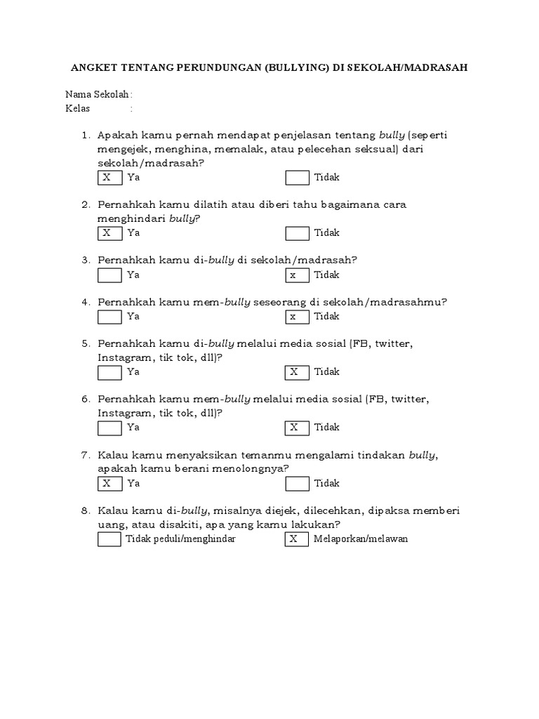 4 Angket Tentang Perundungan | PDF