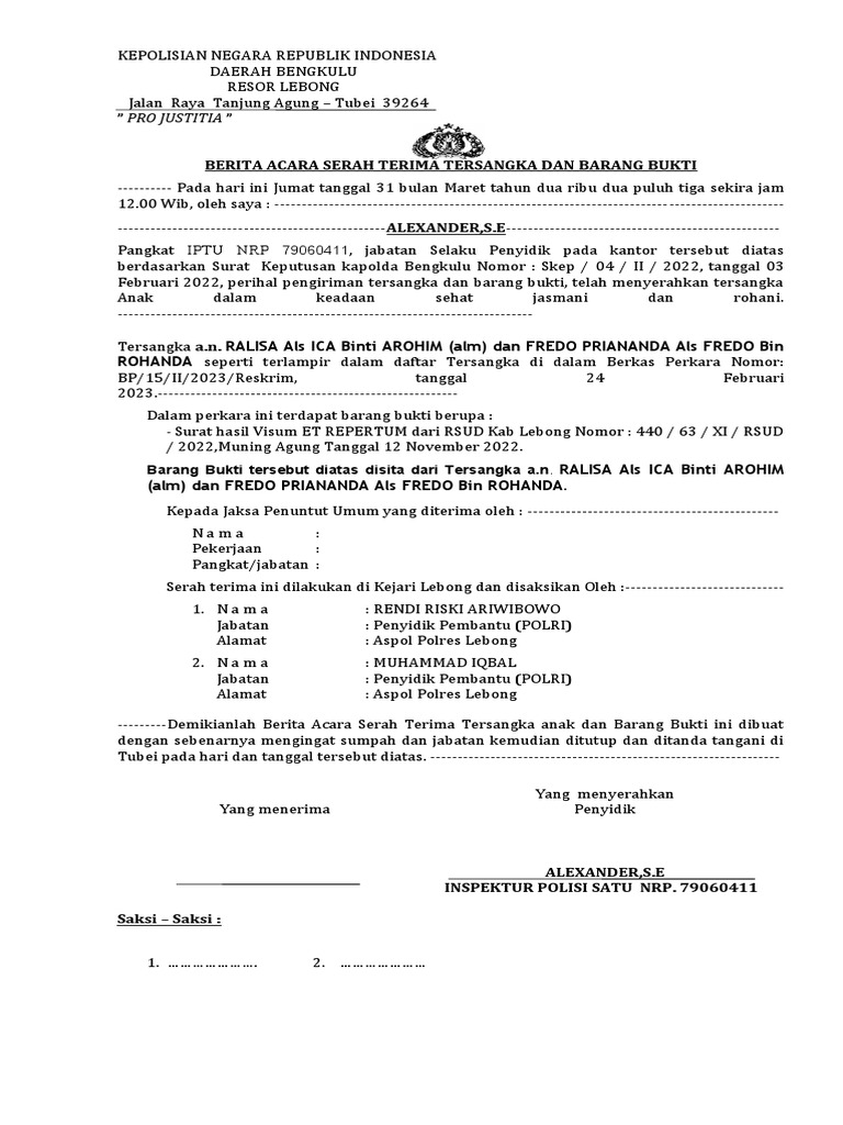 Ba Serah Terima TSK BB | PDF | Griya & Taman | Teknologi & Rekayasa