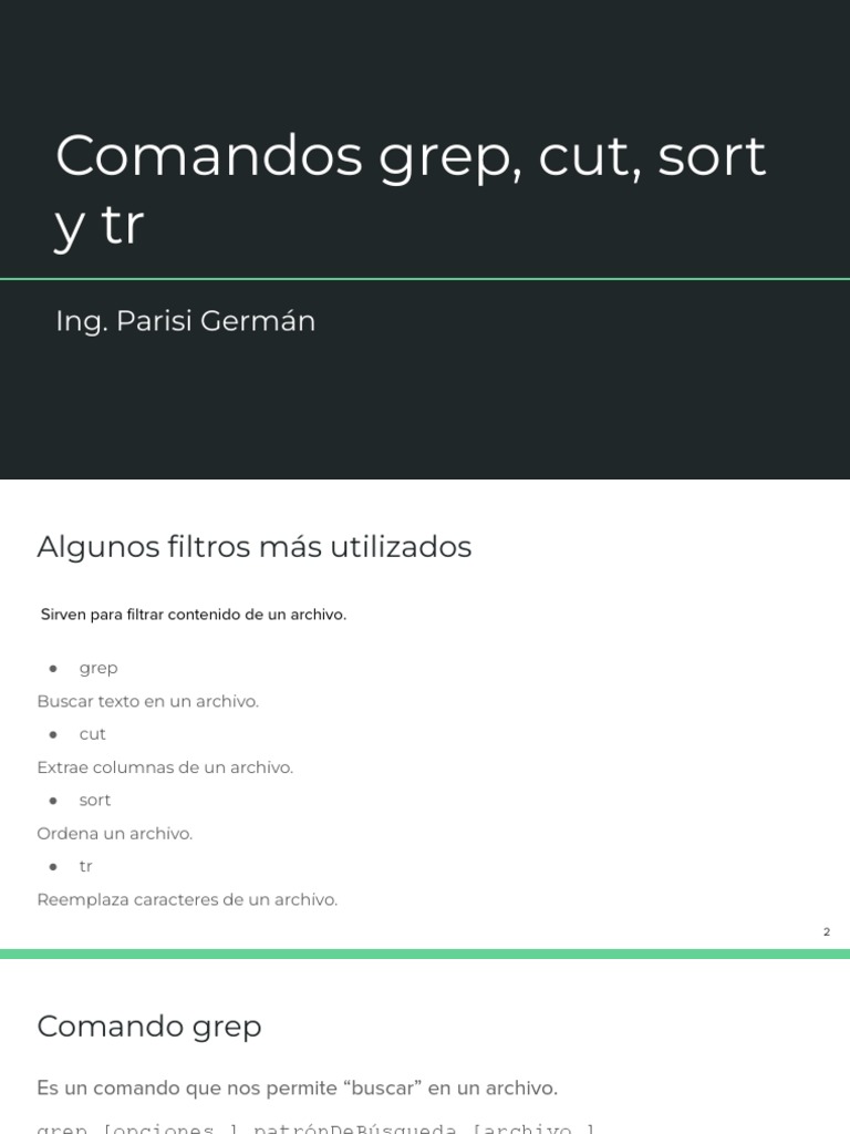 Semana 6 Clase 4 Comandos Grep Cut Sort Y Tr Pdf