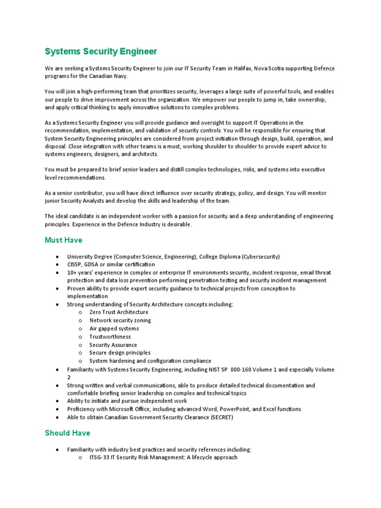 2023-02 JDI IT - Systems Security Engineer | PDF | Computer Security ...