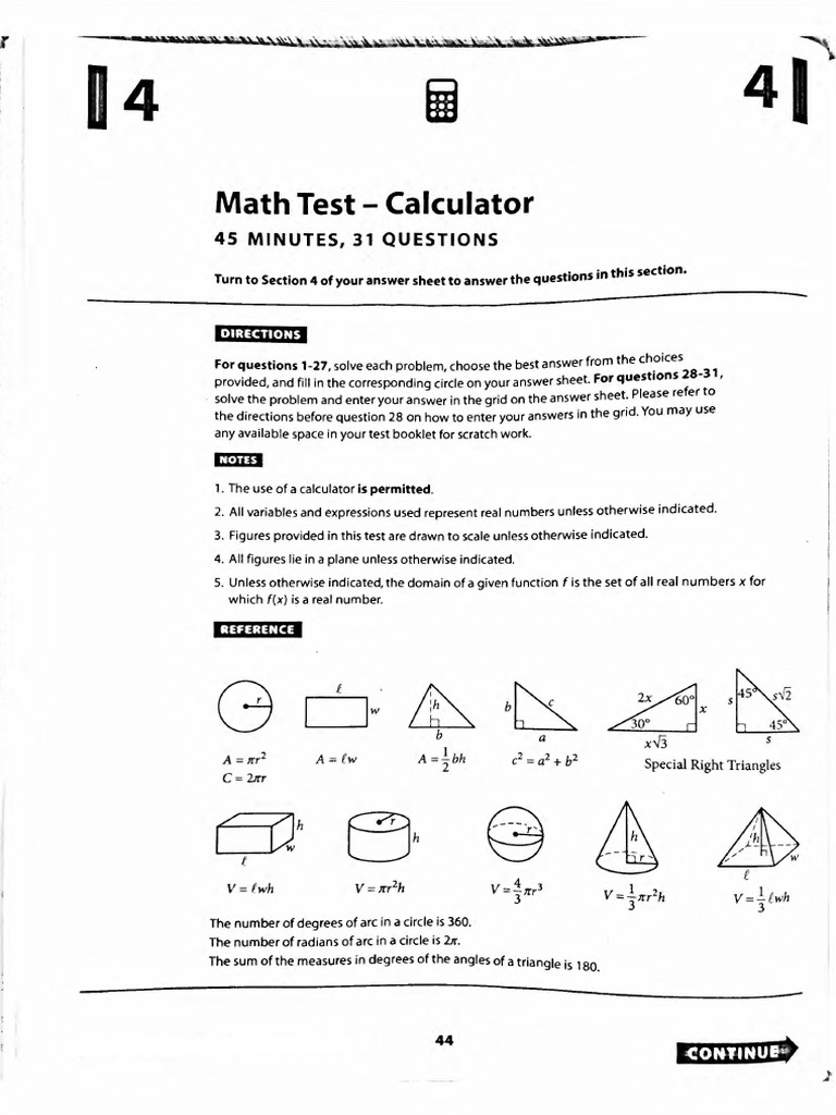 Psat Math Calc 10-15-16 | PDF | Mathematics