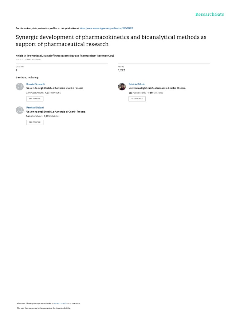 Synergic Development of Pharmacokinetics and Bioan | PDF