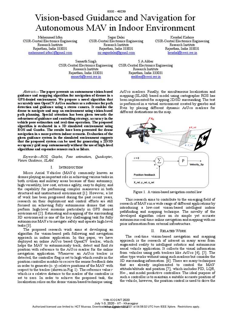 Vision-Based Guidance and Navigation For Autonomous MAV in Indoor Environment | PDF | Control ...
