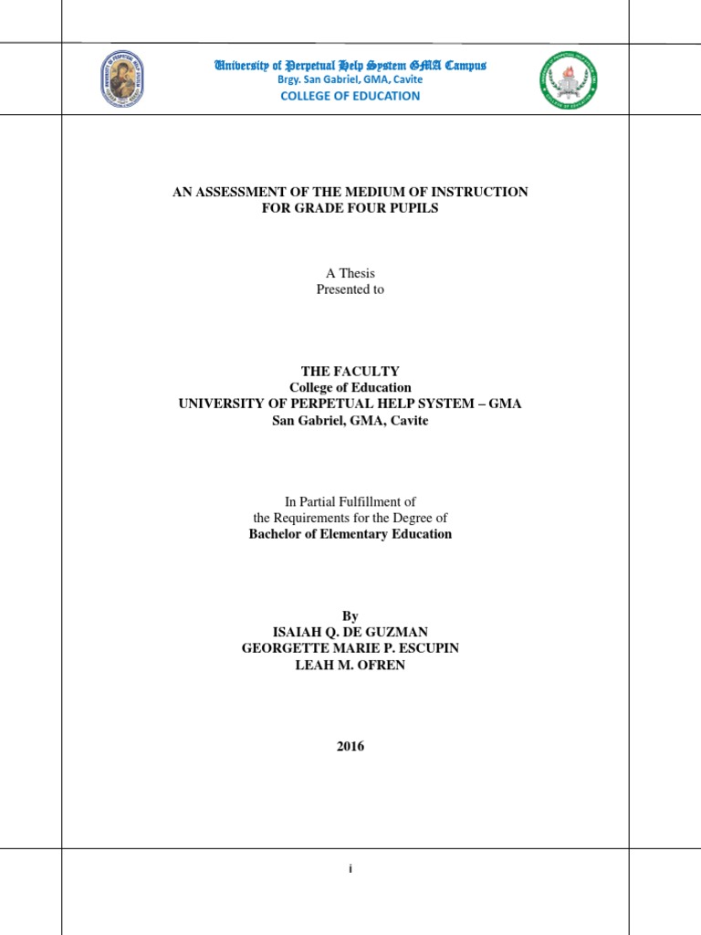 Assessment of Instruction Medium for Grade 4 | PDF