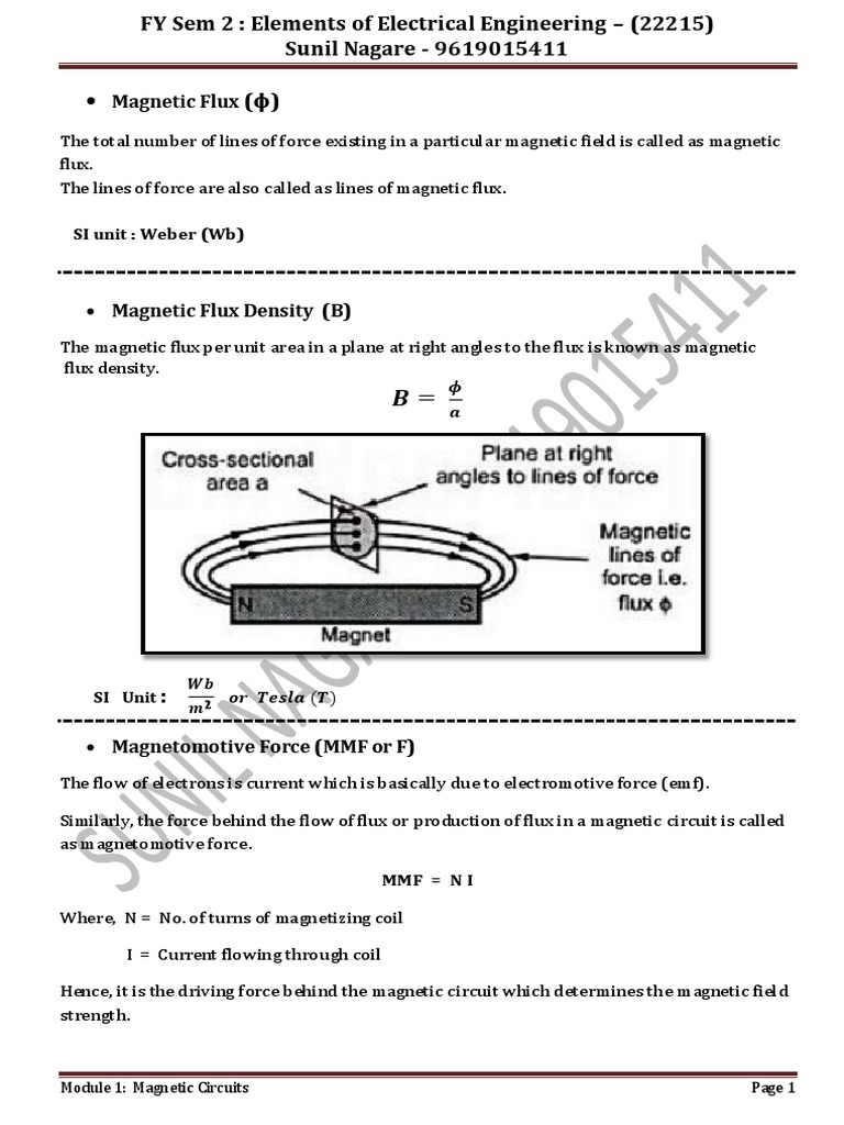EEC-Mod.1-Magnetic Circuits Notes | PDF