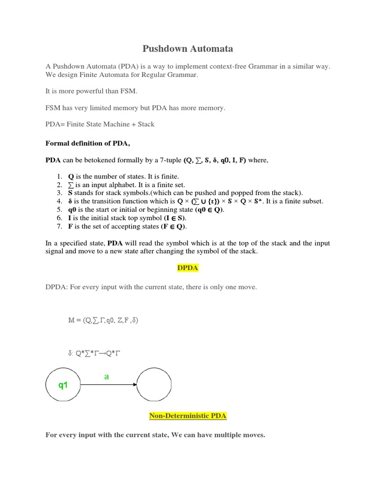 Pushdown Automata - 2 May | PDF
