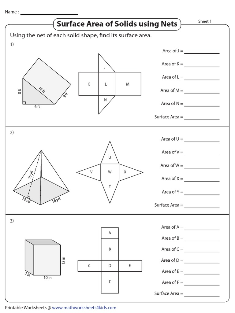 Surface area and net packet | PDF