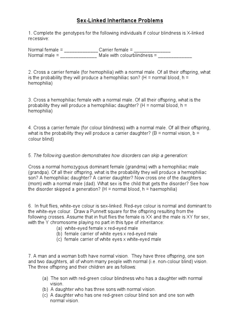 Sex Linked Pdf Haemophilia Dominance Genetics 