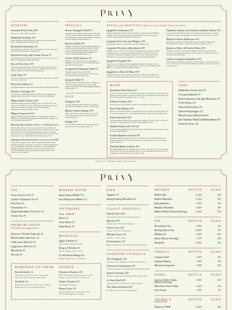 Menu Privy 2023 Food and Drinks | PDF | Sauce | Foods
