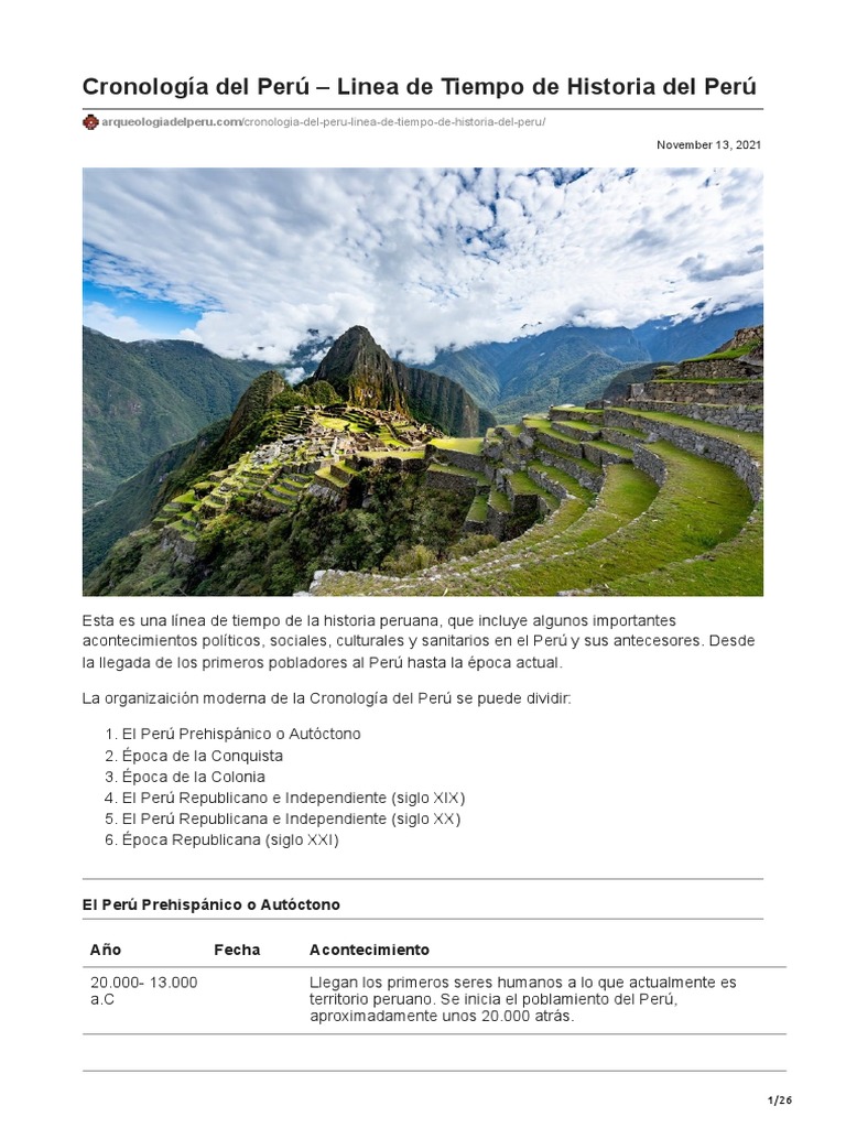 Cronología Del Perú Linea de Tiempo de Historia Del Perú | PDF