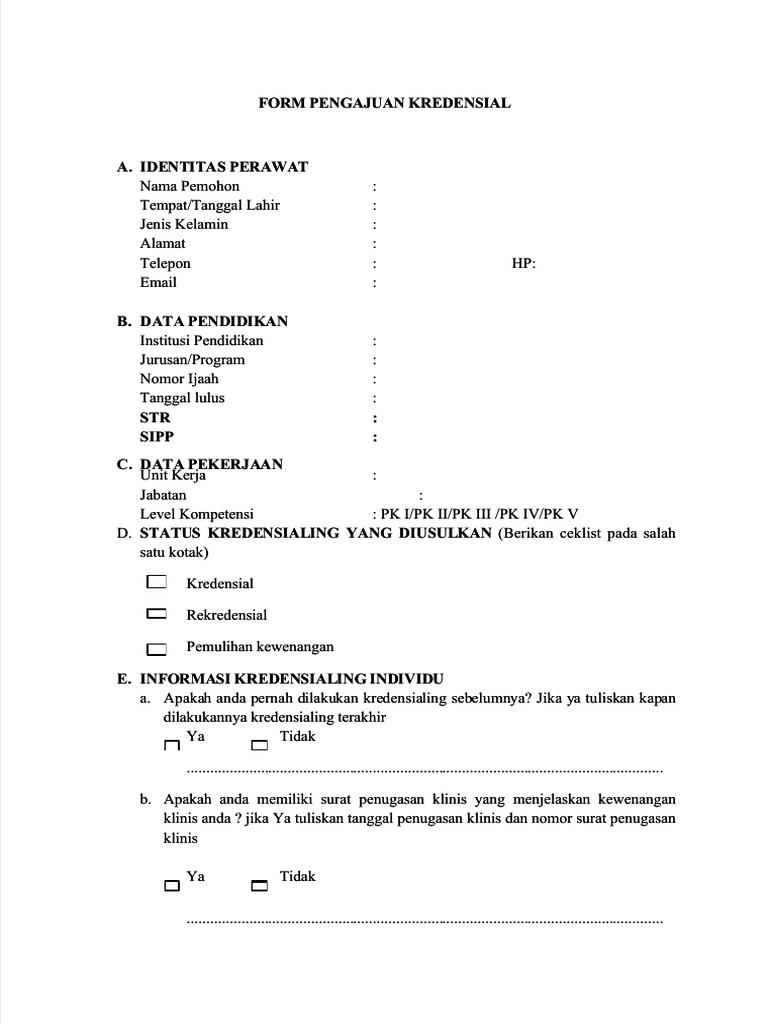 PDF Contoh Form Pengajuan Kredensial Compress | PDF