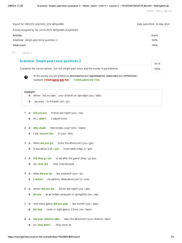 Grammar_ Simple past tense questions 2 – Mode_ report – Unit 11 ...