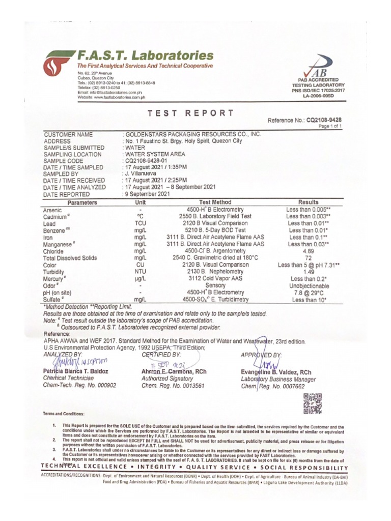 Third Party Water Result | PDF