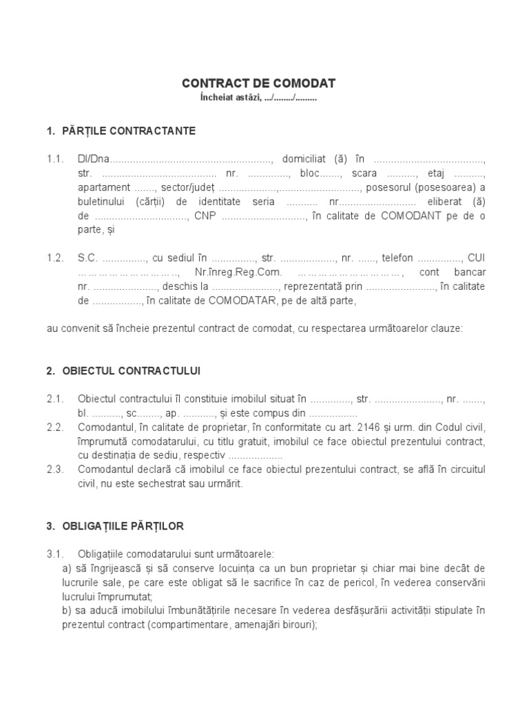 Contract-de-comodat-imobil | PDF