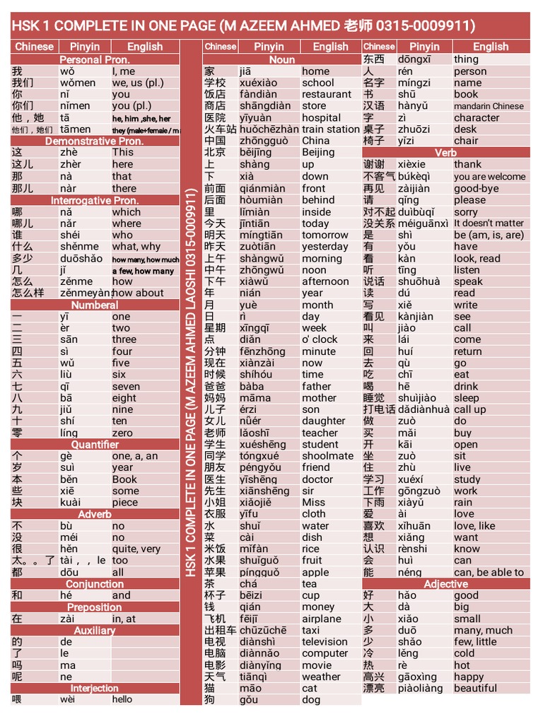 HSK 1 Complete in One | PDF