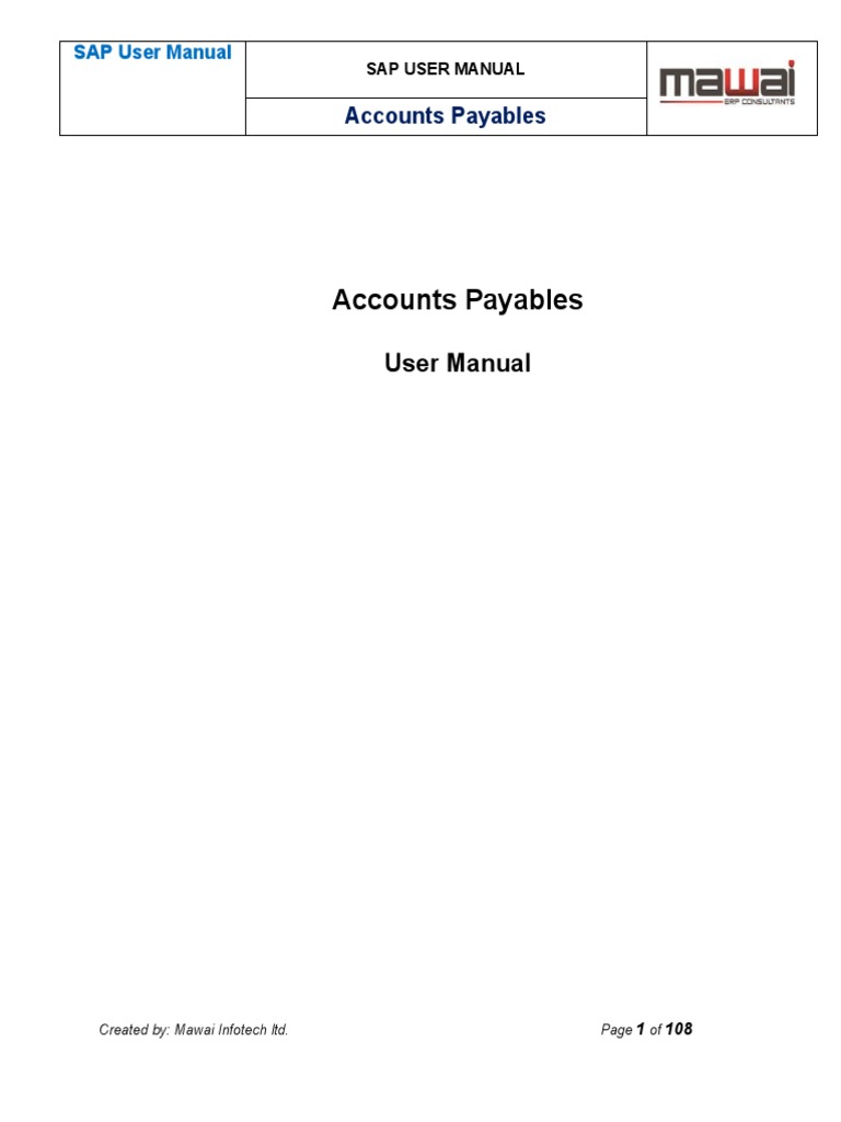 SAP Accounts Payable User Manual | PDF