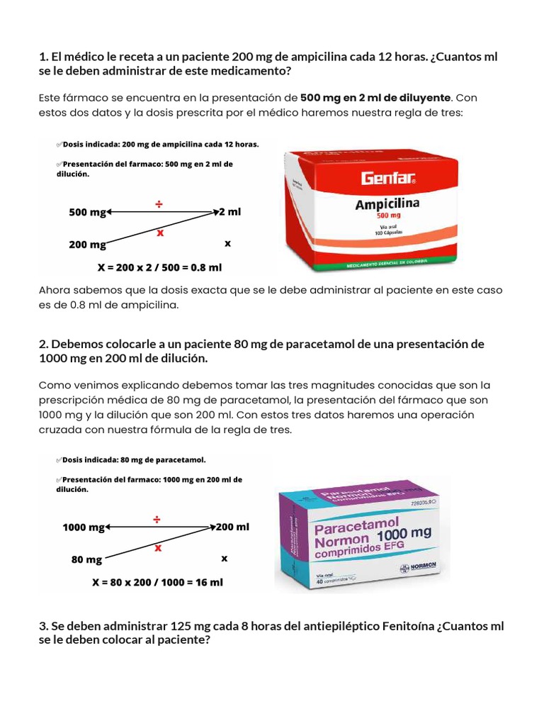 Regla de 3 Simple DOSIS | PDF