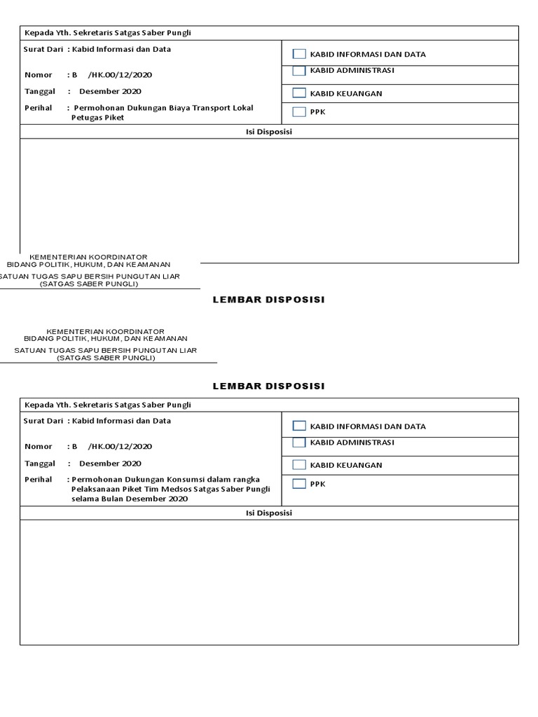 Format Lembar Disposisi Pdf