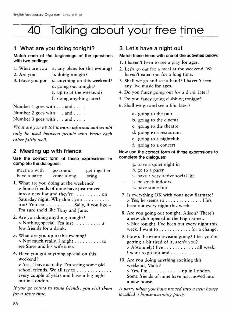 Free Time - English-Vocabulary-Organiser-100-Topics | PDF