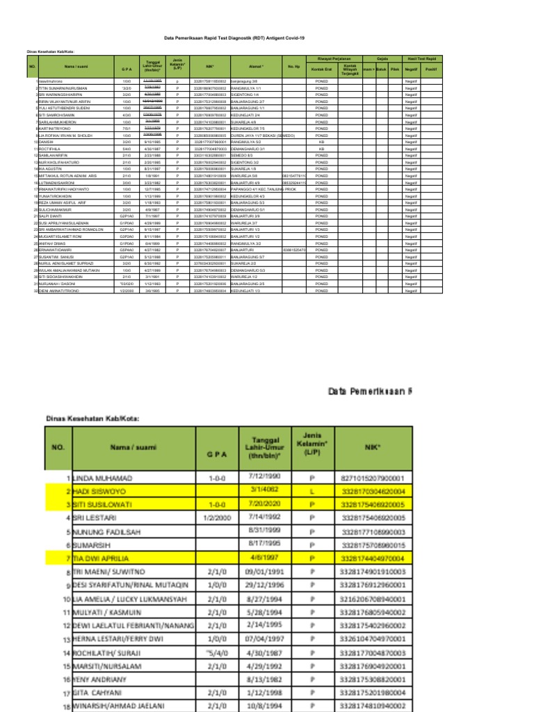 Form Pemeriksaan Antigen 2022-1 | PDF