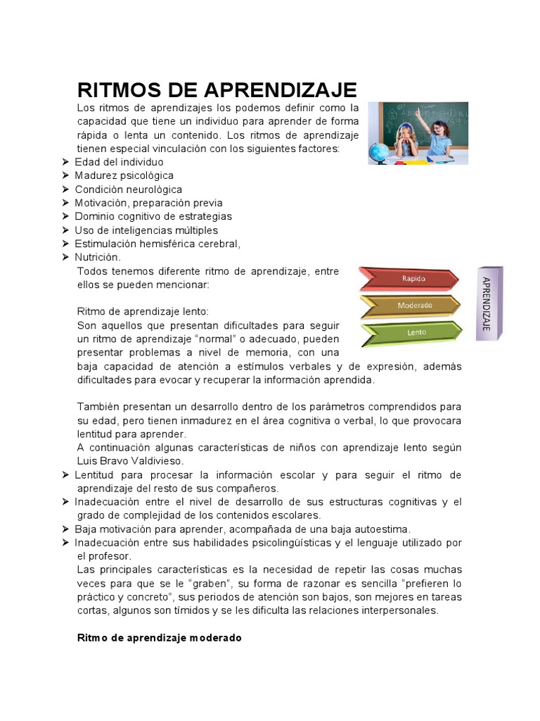 Ritmos y Estilos de Aprendizaje | PDF | Aprendizaje | Aprendiendo estilos