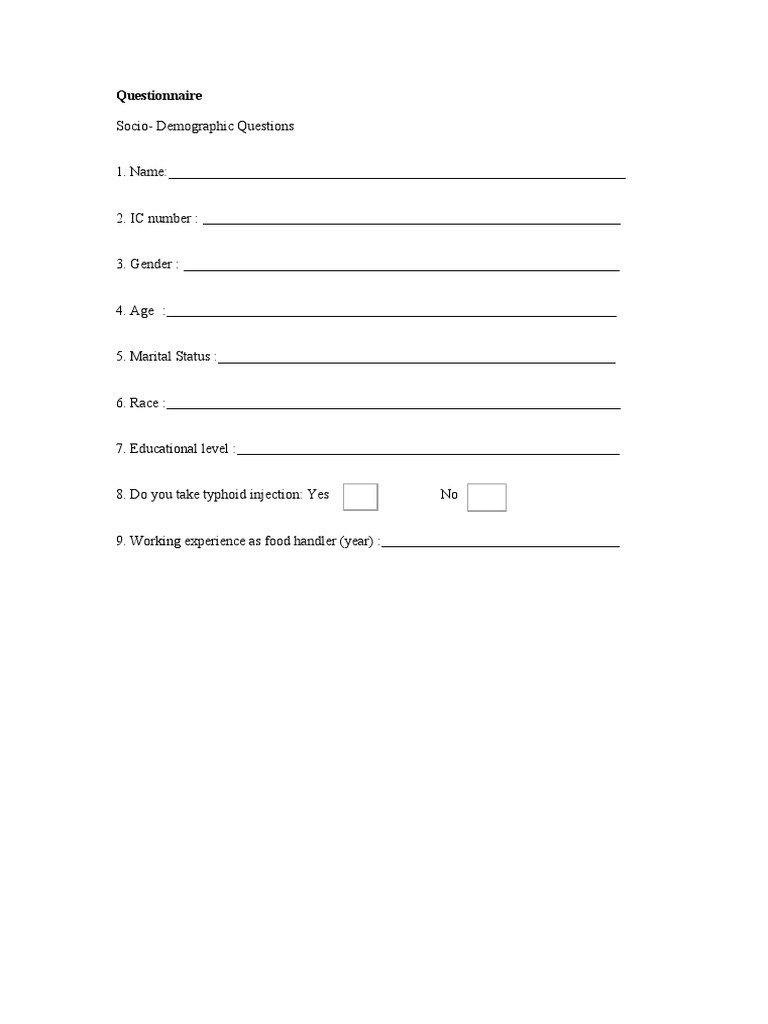 Questionnaire Fyp (English) | PDF | Foodborne Illness | Food And Drink