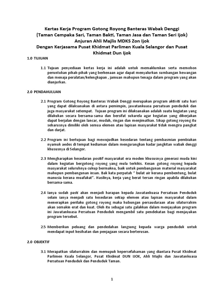 Kertas-Kerja-Gotong-Royong-Taman 2019 | PDF