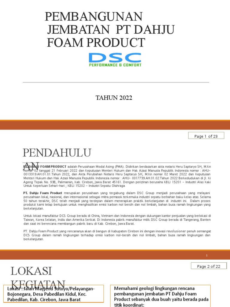 PPT Pembangunan Jembatan PT Dahju Foam Product FIX | PDF