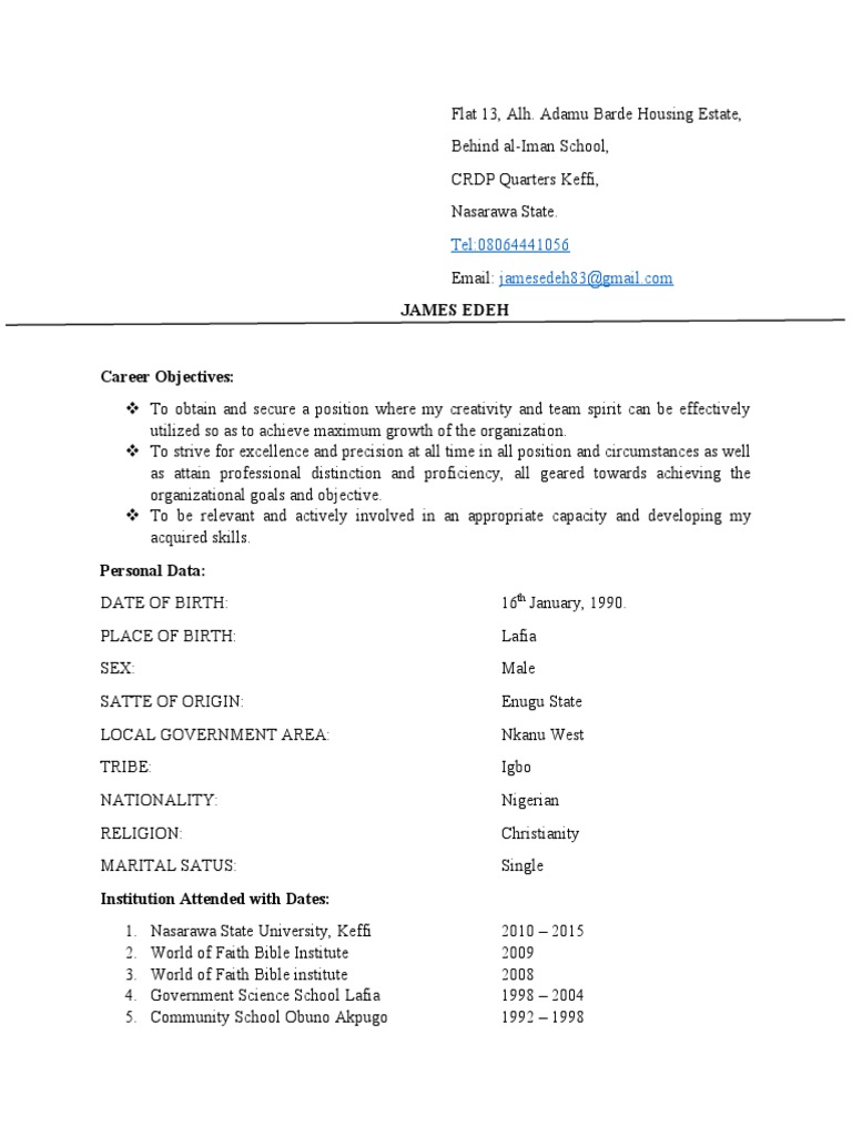 CV James Udeh | PDF | Nigeria