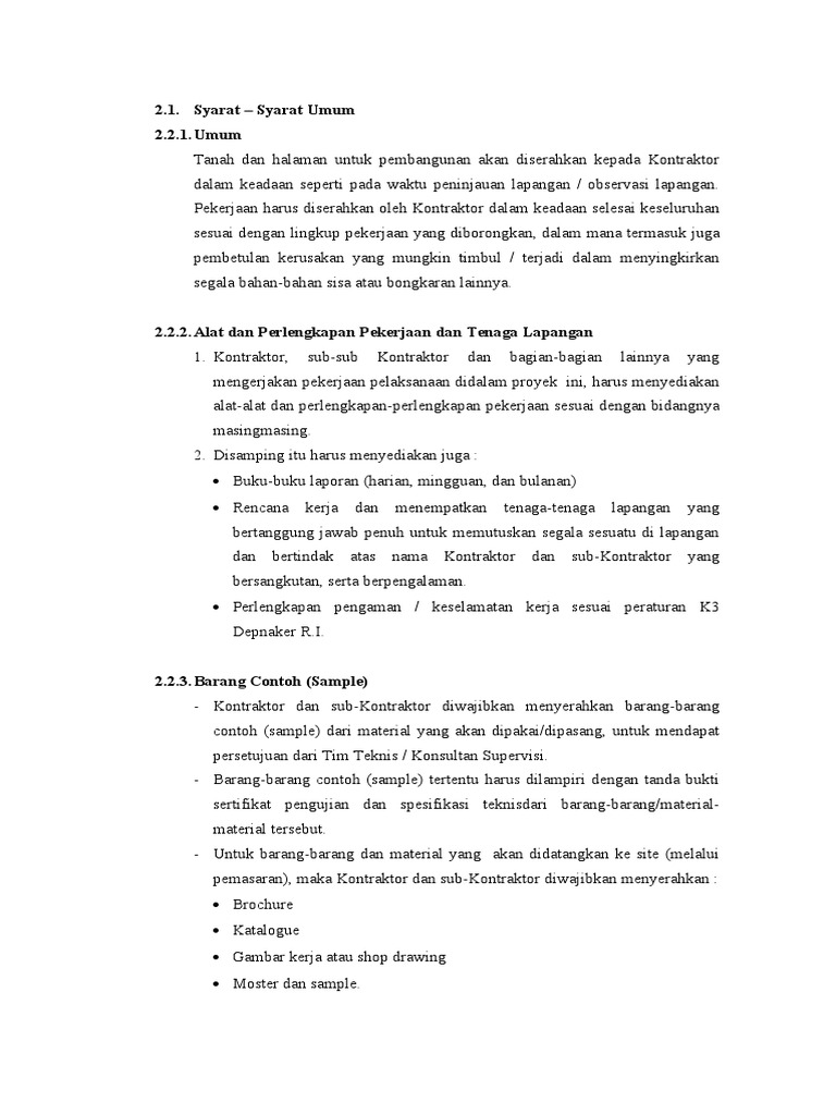Syarat Umum dan Perlengkapan Proyek | PDF