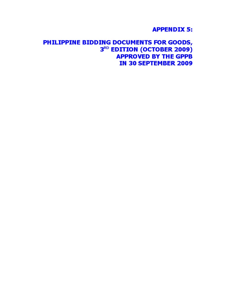Philippine Bidding Documents for Goods | PDF