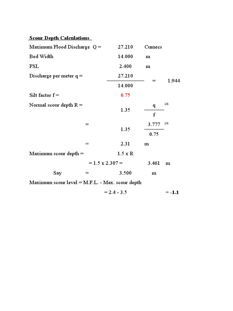 Scour Depth Calculation Guide | PDF