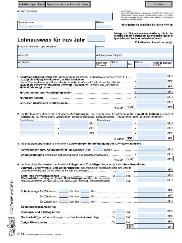 Lohnausweis Schweiz E17 | PDF