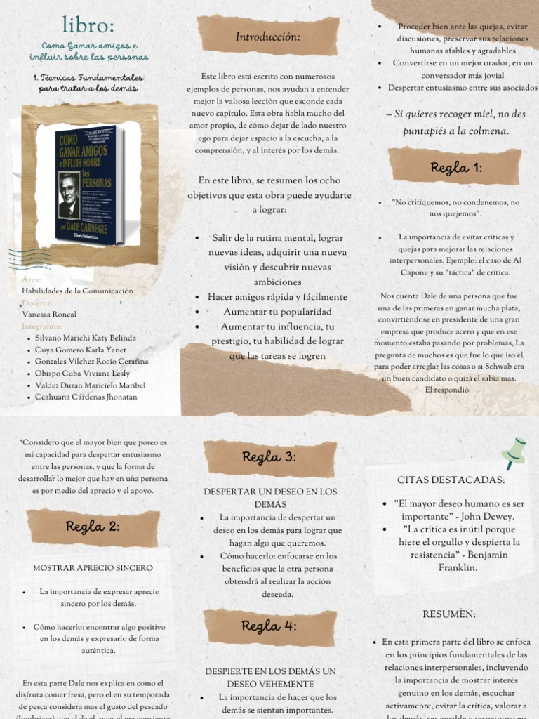 Tríptico-libro- Como ganar amigos e influir sobre las personas | PDF