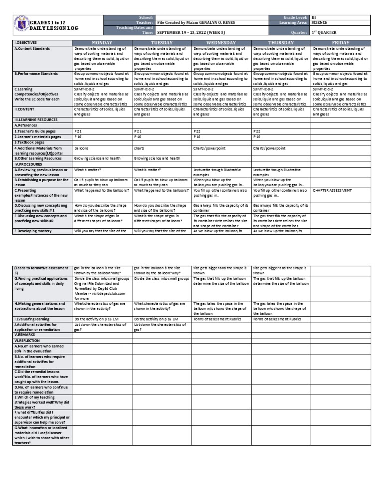 DLL_SCIENCE 3_Q1_W5 | PDF