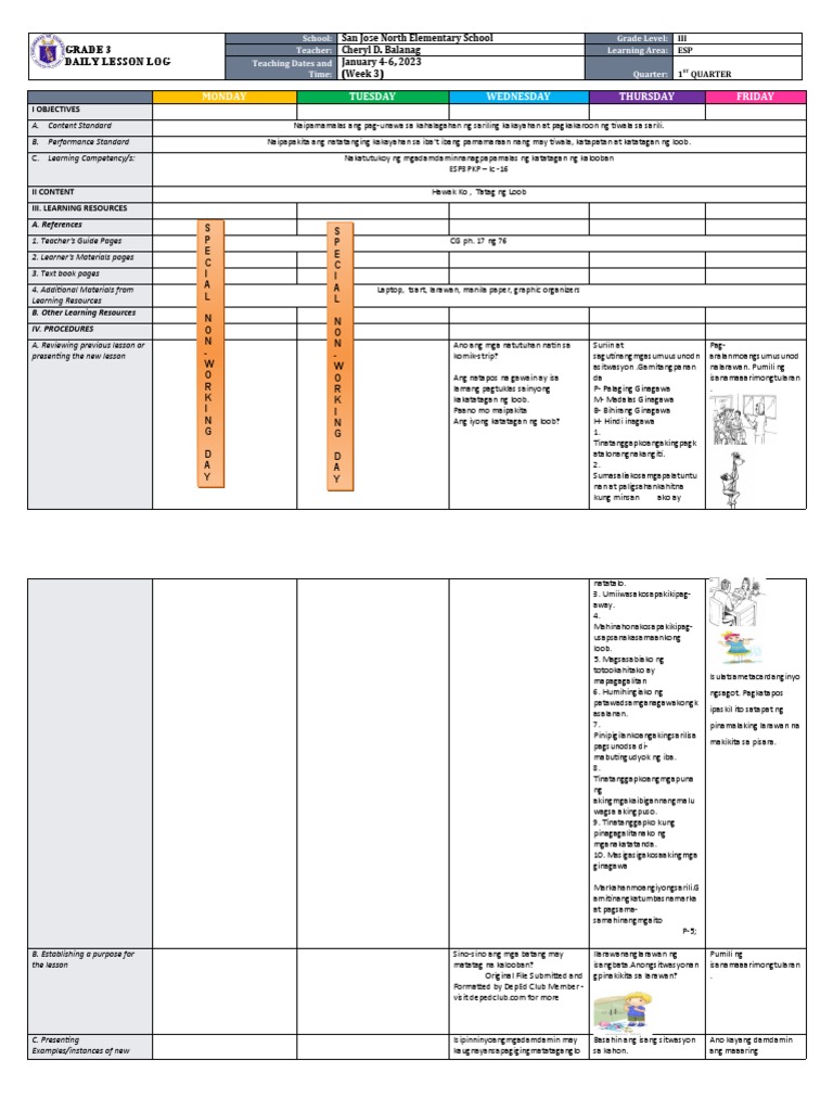 DLL - Esp 3 - Q1 - W3 | PDF