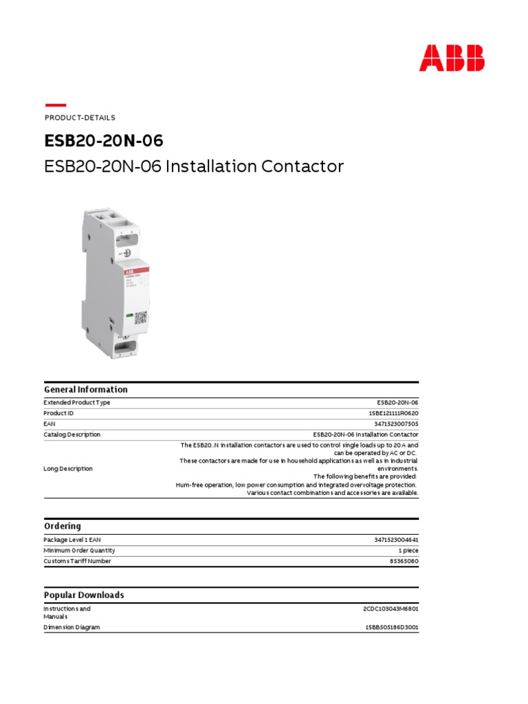 1SBE121111R0620 Esb20 20n 06 | PDF | Insulator (Electricity ...
