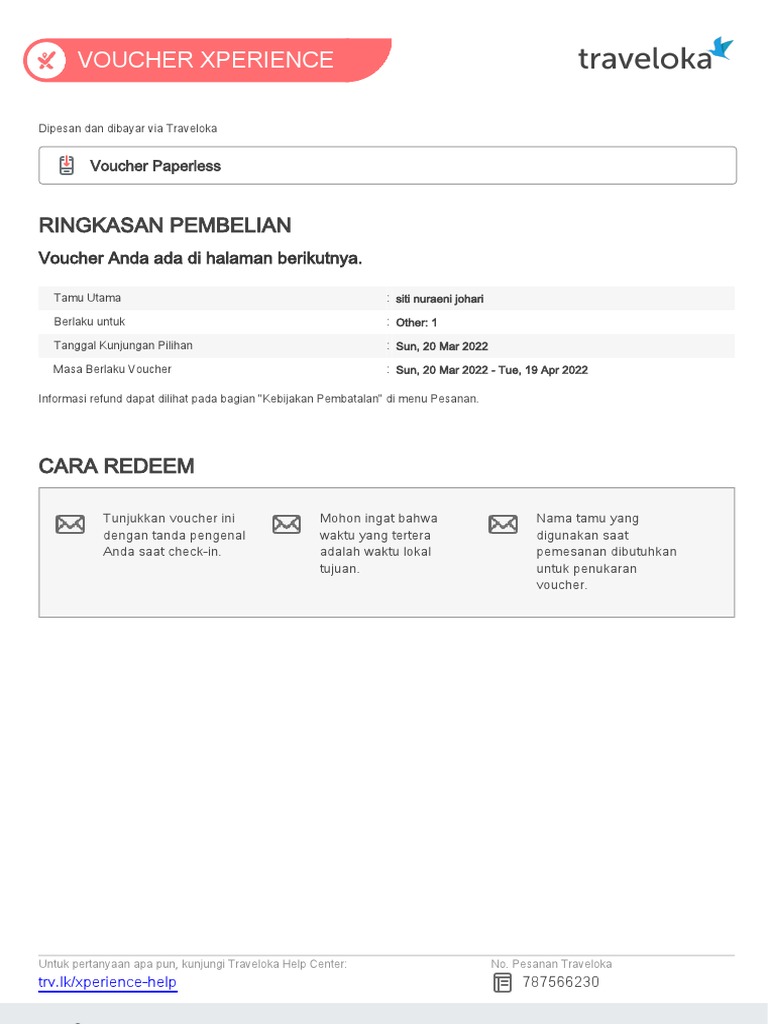 Cara Redeem Voucher Traveloka | PDF
