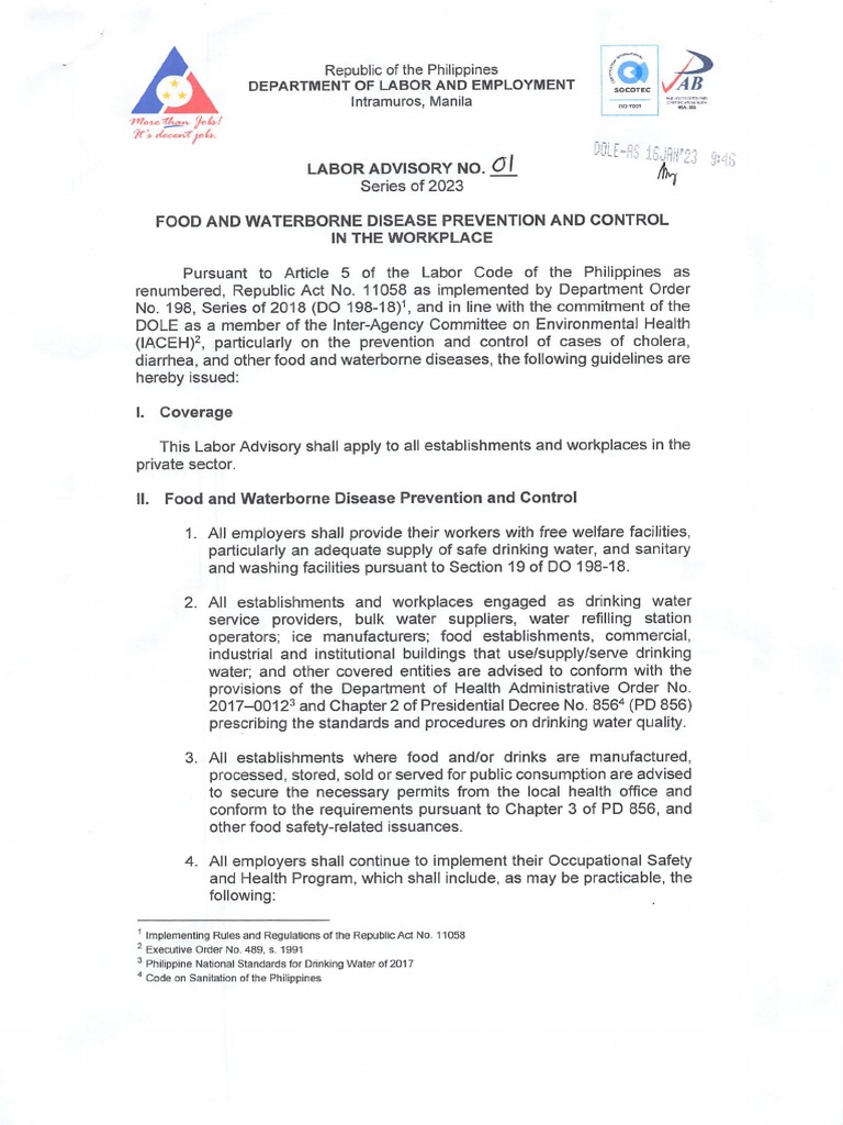 Labor Advisory 01 Series of 2023 | PDF Labor Advisory 01 Series of 2023 | PDF