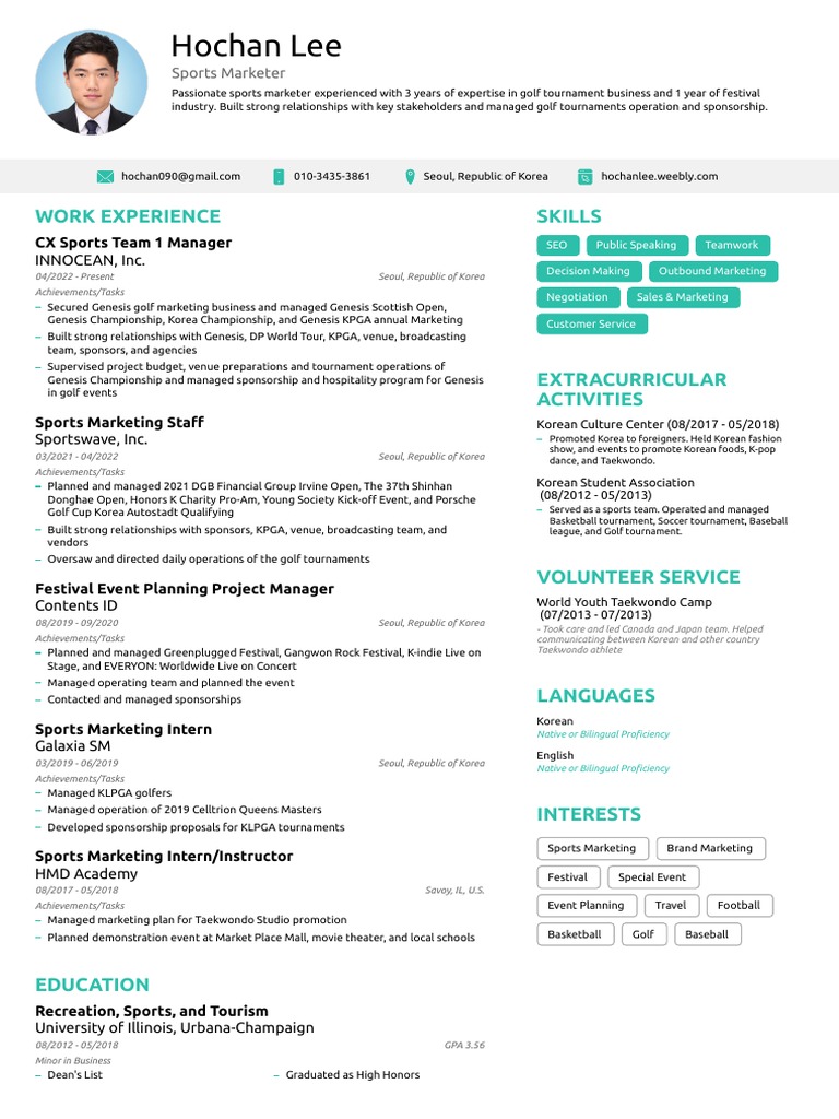 Hochans Resume | PDF | South Korea | World Politics