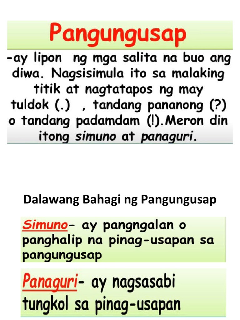 Dalawang Bahagi NG Pangungusap | PDF