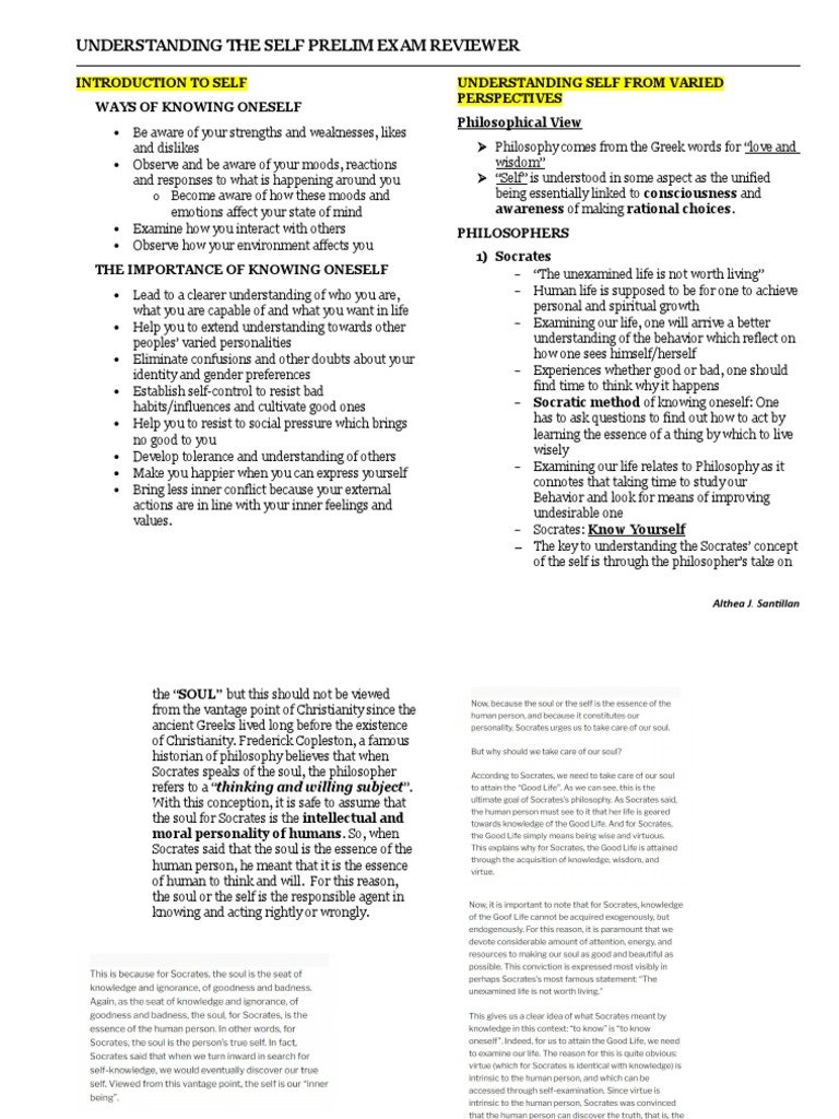 Understanding the Self REVIEWER | PDF | Id | Philosophy Of Self