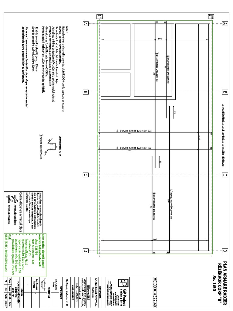 B.R04b - Plan Armare Radier Rezervor (A3-500) | PDF