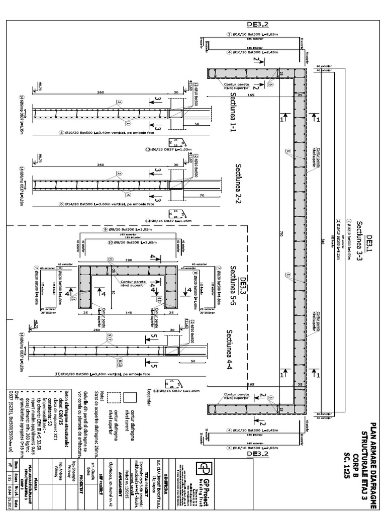 B.R44 - Plan Armare Diafragme Structurale E3 (A3-500) | PDF