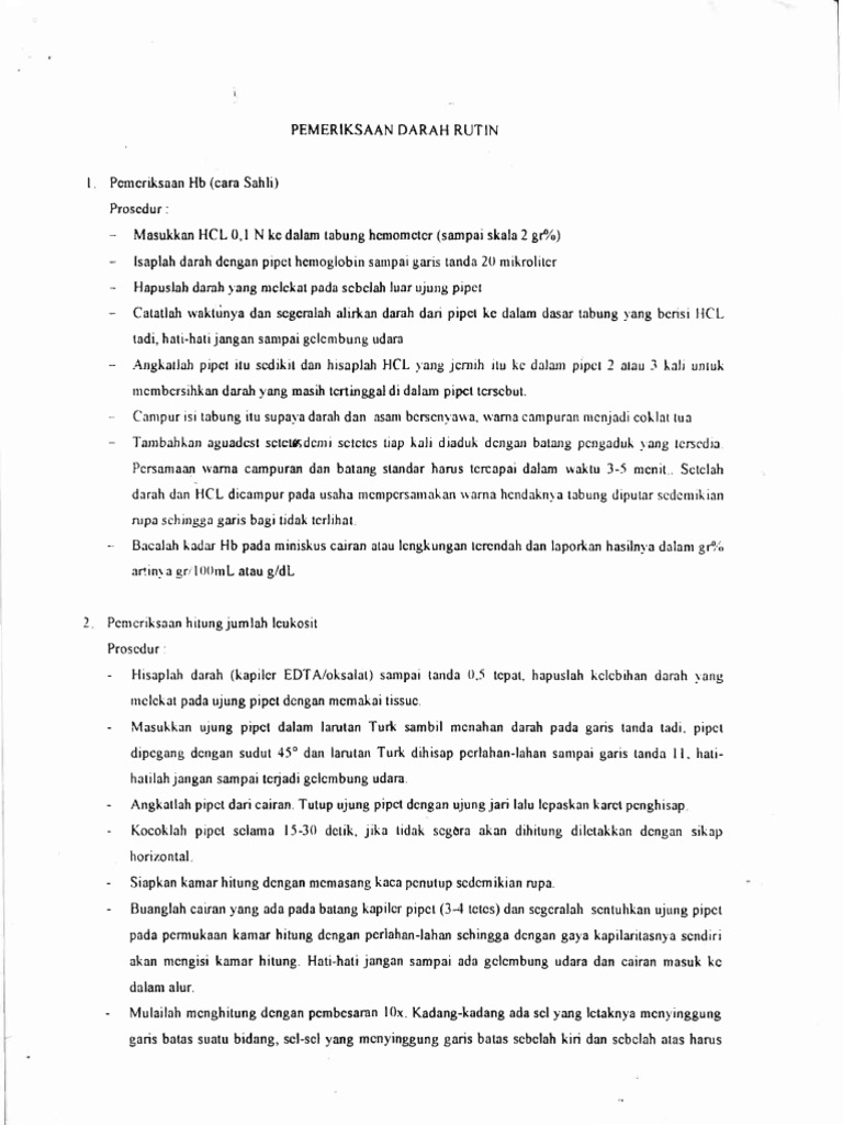 Pemeriksaan Darah dan Urin Rutin | PDF