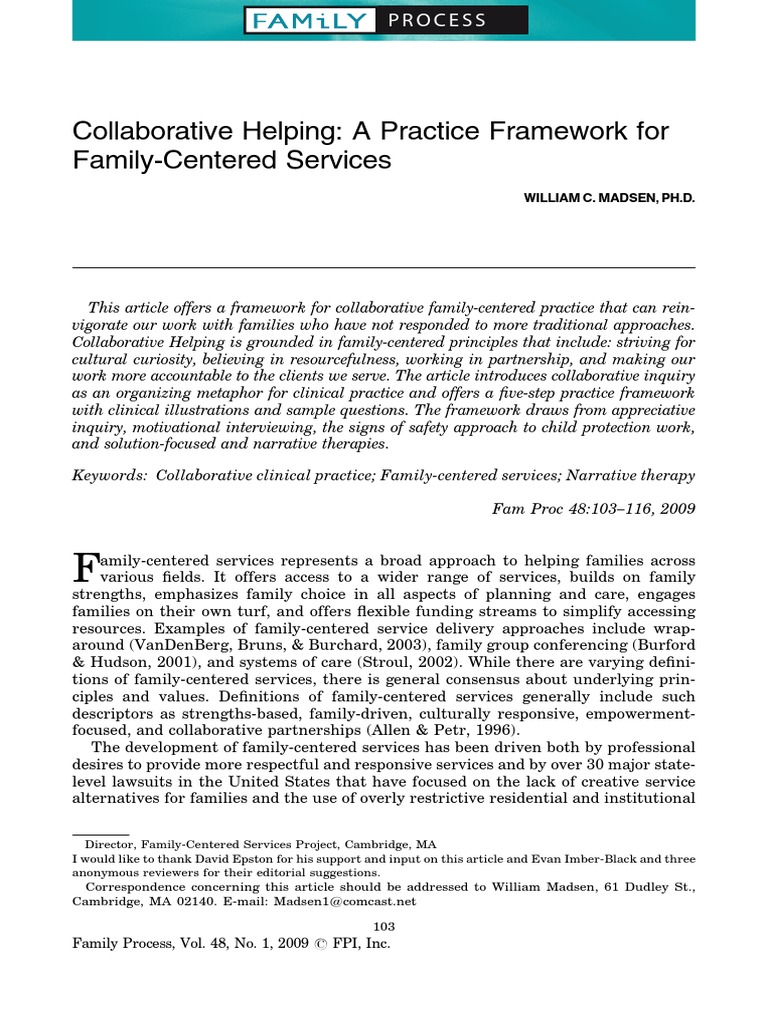 Collaborative Helping Family Process Bill Madsen | PDF | Identity ...